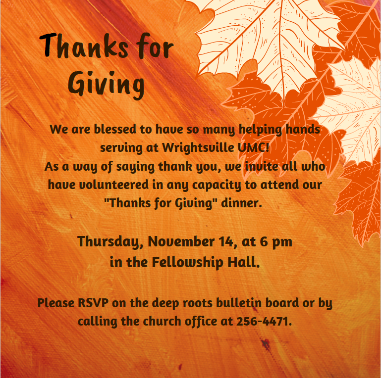 Thanks for Giving Dinner - Wrightsville UMC